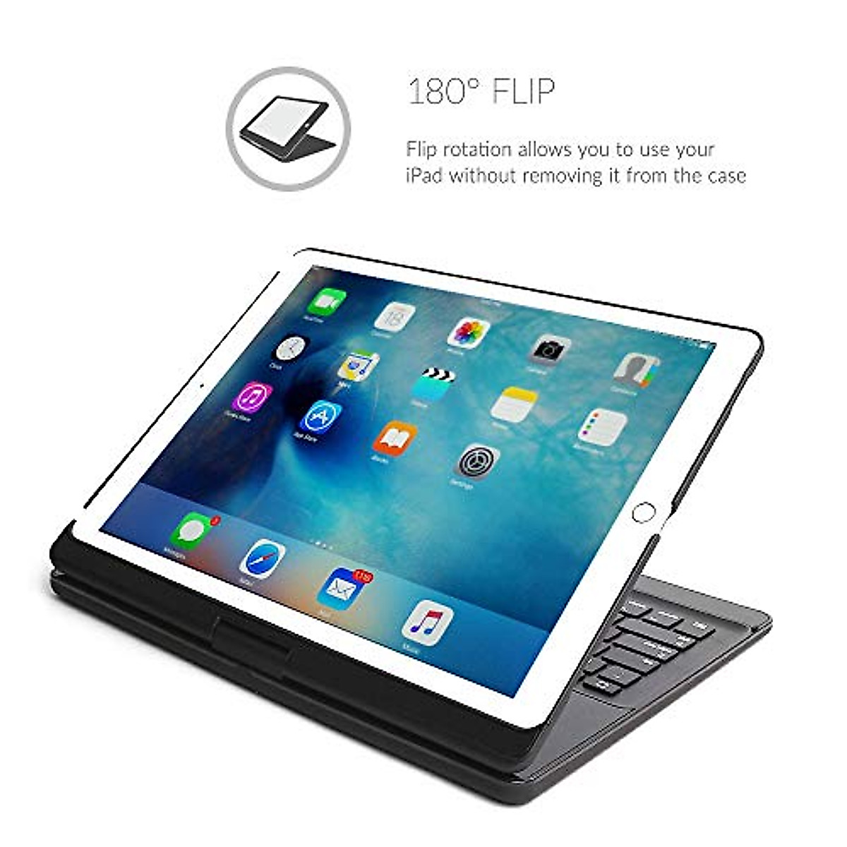 Snugg iPad Mini 5 / iPad Mini 4 Keyboard Backlit Wireless Bluetooth Keyboard Case Cover 360° Degree Rotatable Keyboard for Apple iPad Mini 5 - Black
