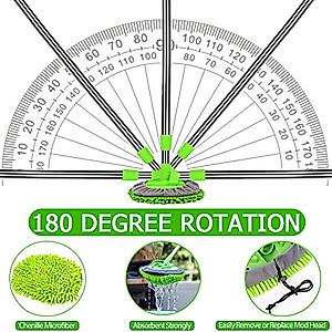 WillingHeart 47.5" Car Wash Brush Mop Cleaning Tool with Long Handle Kit for Washing Detailing Cars Truck, SUV, RV, Trailer, Boat 2 in 1 Chenille Microfiber Sponge Duster Not Hurt Paint Scratch Free