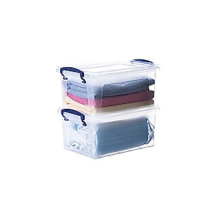 Superio Clear Storage Bins with Lid Stackable Plastic Deep Storage Latch Box with Snap Lock Closure (3 Quart)