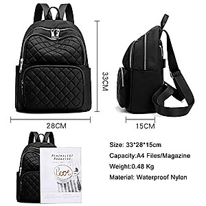 Backpack for Women, Myhozee Backpacks Womens Multipurpose Design Handbags and Shoulder Bag Travel Backpacks Purse Black Quilted mochilas para mujer