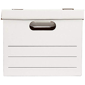 Amazon Basics Storage and Filing Boxes With Lid and Handles, Legal/Letter Size, Basic Duty, Pack of 20, White, 16.2" L x 12.5" W x 10.5" H