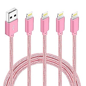 iPhone Charger, 4Packs(3ft 6ft 6ft 10ft) Charging Cable MFi Certified USB Lightning Cable Nylon Braided Fast Charging Cord Compatible for iPhone13/12/11/X/Max/8/7/6/6S/5/5S/SE/Plus/iPad(Pink)