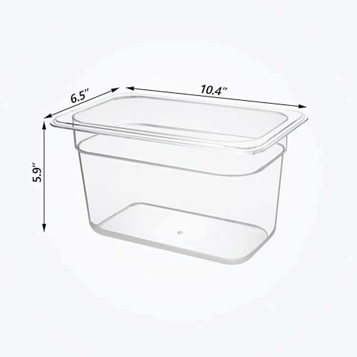 Helfe Pack of 6 Polycarbonate Clear Food Trays 1/4 Size Stackable Plastic Trays Square Food Storage Containers for Kitchen Restaurant Food Preparation and Office Organization