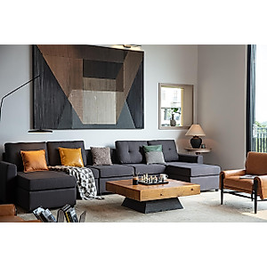 LINSY HOME Oversized Modular Sectional Couch, Rubik III 6 Seats with 4 Ottomans Convertible U Shaped Sectional Sleeper Sofa with Storage, All Covers Changeable Washable, Dark Grey