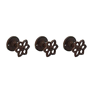 Parisloft Retro Cast Iron Single Hook - Rustic Wall Mounted Metal Hook for Coat, Key, Hat, Towel- Antique Brown - Set of 3