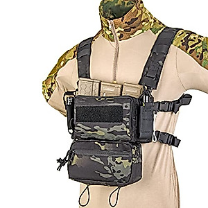 Roseboon Tactical Vest Outdoor Chest Rig Ultra-Light Breathable Combat Training Vest Adjustable for Adult Modular Chest Rig