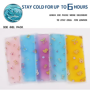 5 Pcs Ice Pack for Lunch Bags, Lunch Ice Pack- Reusable Ice Packs for Cooler and Lunch Box - Long Lasting, Lightweight, Soft Gel Ice Packs for Camping, Beach Bags, Picnics, Injuries