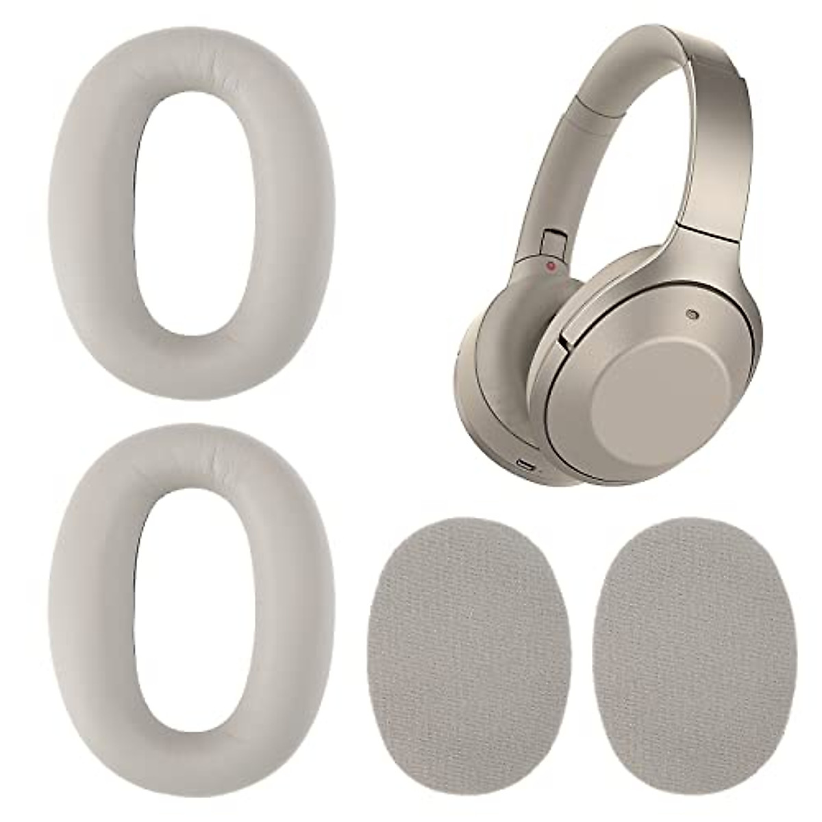 1 Pair Ear Pads Replacement Compatible with Sony WH-1000XM2 MDR-1000X Headphone Protein Leather Foam Ear Cushion Earphone Accessories Grey