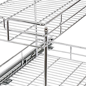 Pull Out Cabinet Organizer,Multi-Purpose Cabinet Organizer,Sink Organizer and Storage,Kitchen Helper,2-Tier Cabinet Pull Out Shelves,for Bathroom,Laundry Room,Kitchen,Pantry(Silver,21.5*13.5*15in)