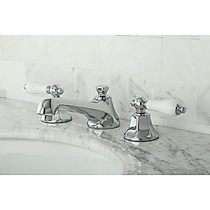 Kingston Brass KS4461PL Metropolitan Widespread Lavatory Faucet with Porcelain Lever Handle, Polished Chrome