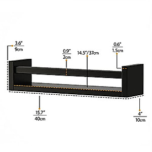 Wallniture Utah Set of 2 Multi-use Wood Kitchen Wall Shelf Black Spice Rack Also Good For Nursery Wall Shelf