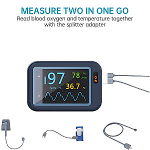 Wellue Smart Pulse Oximeter for Adults and Infant, Handheld Oxygen Monitor for SpO2&HR&body temperature, Rotatable Touchscreen, Free APP&PC Software (checkmepro)