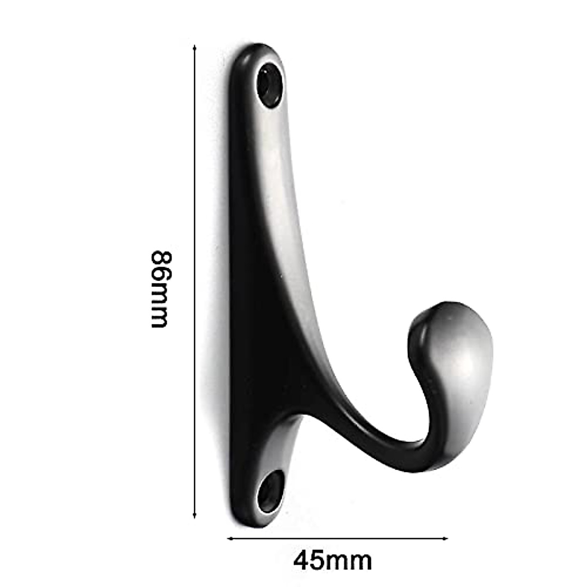 2 Pack Matte Black Hook, Wall Mounted Heavy Duty Towel Hooks Metal Robe Hook Kitchen Hanger Sturdy Coat Locker Single Hooks for Hanging Coat Towel Key Bag Scarf