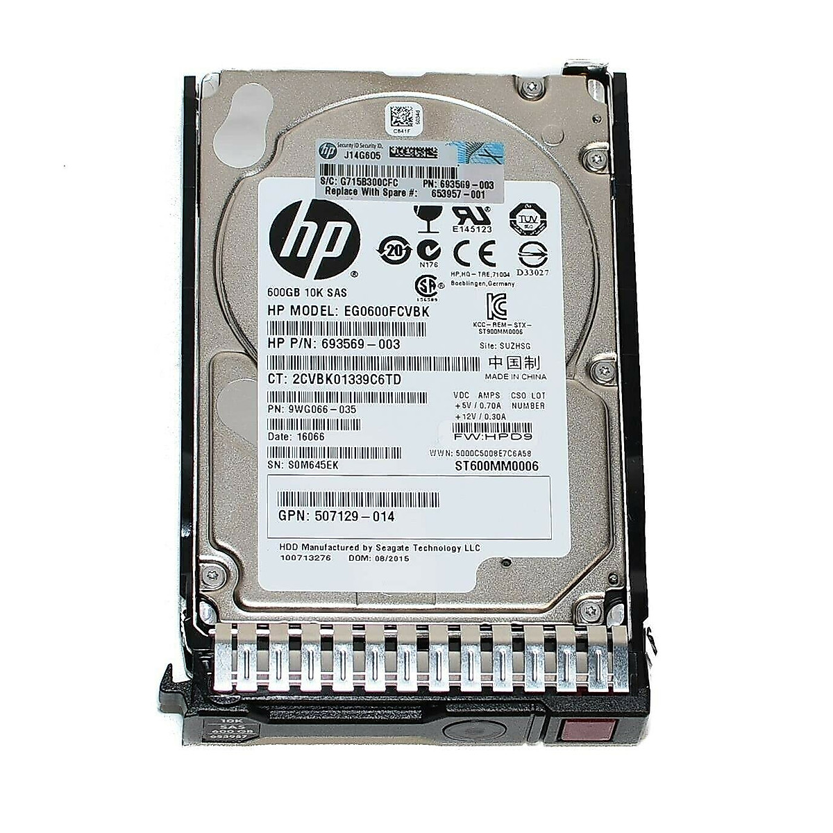 HP 600GB 6G SAS 10K SFF SC HDD 653957-001 (Renewed)