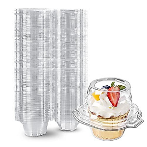 FoodieJoy 120 Packs Individual Cupcake Containers Stackable Single Compartment Cupcake Disposable Carrier Holder Box Deep Dome Clear Plastic BPAFree (120 counts)