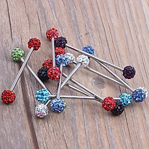 Salwosai 14G Stainless Steel Nipple Piercing Jewelry Nipplering Barbell Round CZ Balls Body Rings 5/8 Inch (Red)