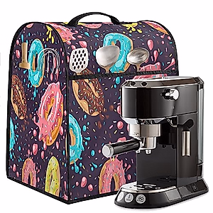 DXTKWL Pink Donut Chocolate Theme Coffee Maker Cover Dust protection,Cute Coffee Machine Cover with Pockets and Top Handle， Easy Clean 14.6 * 11.2 * 17inch