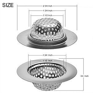 2 Pack - 2.75" Top / 1.5" Basket- Stainless Steel Bathtub Drain Strainer Cover Shower Hair Drain Catcher Sink Strainer Filter Basket for Bathroom