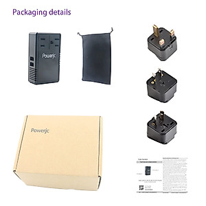 Powerjc Travel Voltage Converter Adapter Power Step Down 220V to 110V 2000W with 2 Outlets and 2 Smart USB Charging Ports Black