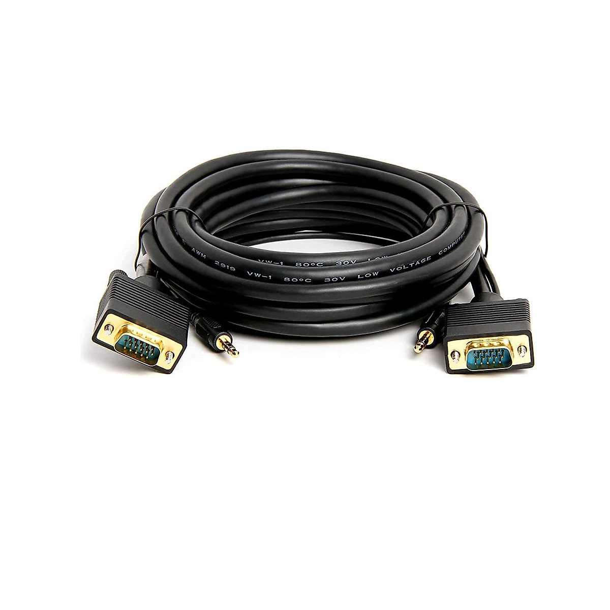 VGA to VGA Cable with Ferrite Cores 15 Feet (4.5 Meters) HD15 Male to Male SVGA Monitor Cable 15ft (4.5M) (10 Pack)