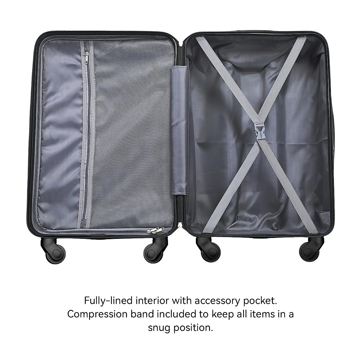 Strenforce 3 Piece Set Suitcase Spinner Wheels ABS Lightweight Luggage Sets with TSA Lock, mint green