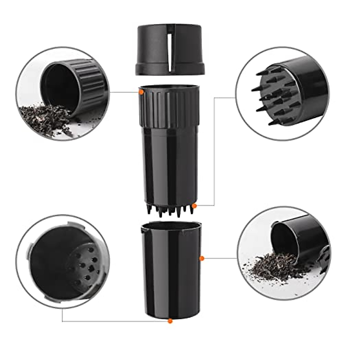 Free Boy Manual Grinder Storage Container,Storage Jar with Built-In Spice Grinders-Black