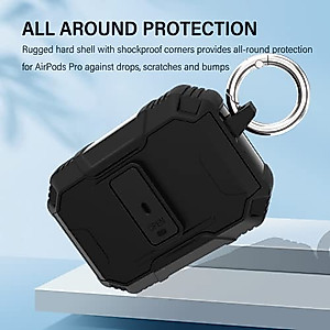 Kedoo for Airpods 3 Case Cover 2021 with Keychain, Full Body Rugged Hard Shell Protective Case Cover for AirPod 3rd Generation Charging Case, Black