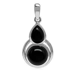Silvershake Natural Black Onyx 925 Sterling Silver Contemporary Geometric Pendant
