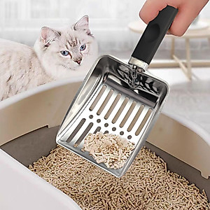 CHI SHANG Cat Litter Scoop,Metal Cat Litter Scoop,Stainless Steel cat Litter Scoop with Non-Slip Handle,Poop Sifting,Kitten Pooper Lifter,for Litter Box