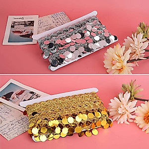 Belly Dance Hip Scarf, 10 Yards Belly Dance Tassel with Bling Sequins, Belly Dance Costume Accessory for Women