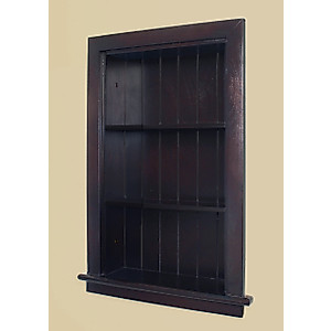 Fox Hollow Furnishings 14x24 Recessed Aiden Wall Niche - Wall Shelf for Storage and Home Decor, 3 Shelves (Dark Brown W/Beadboard Back)