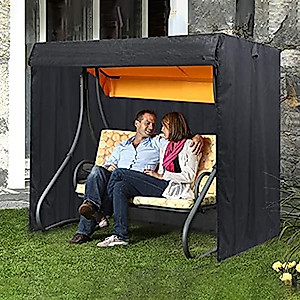 5 Sizes Garden Waterproof Swing Cover Large Dustproof Outdoor Swing Covers Glider 210d Oxford Durable Resistant Patio Protector Sun Shade Chair Cover (Black),66.9 x 24 x 46in