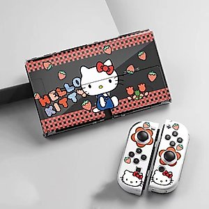 ENFILY Cute Case Compatible with Nintendo Switch OLED, Dockable Case Cover, Ergonomic Soft TPU Grip Case for Joycon, Sparkle Skin Set