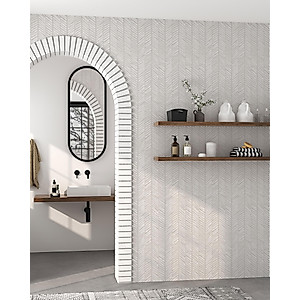 Striped Wallpaper Peel and Stick Wallpaper for Bedroom 17.3"x78.8" White/Beige Wallpaper Herringbone Wallpaper Self Adhesive Removable Wallpaper Modern Line Contact Paper for Cabinets Bathroom Decor
