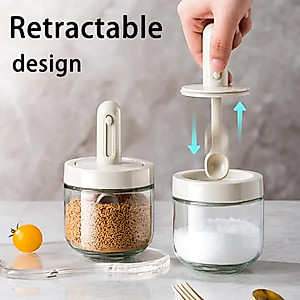 Upfrontier New Custom Mini Retractable Seasoning Bottle Glass Sugar Salt And Pepper Containers With Stand Spoon