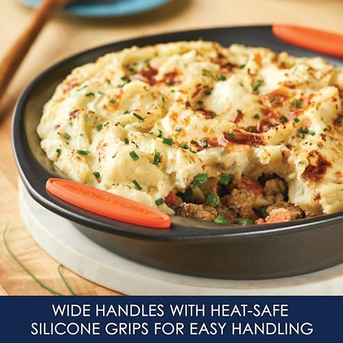 Rachael Ray Yum -o! Nonstick Bakeware Baking Pan With Grips / Nonstick Cake Pan With Grips, Round - 9 Inch, Gray