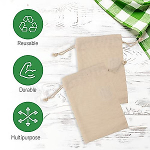 Greenmile 24 Pieces Organic Cotton Muslin Bags 4x6 Inch - Small Bulk Muslin Bags With Drawstring - Cloth Drawstring Bags for DIY Craft, Home Decor, Spices, Tea, Gift Sachet, Soap, Candy, Party Favours