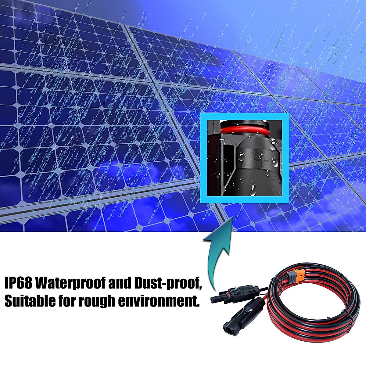 iHaospace XT60i Solar Panel Charging Cable 10FT, 12AWG Solar to XT60i Charging Cable Compatible for EcoFlow River and Delta 2 Pro Max Bluetti EB55 Anker 757 767 Protable Power Station