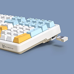 Merdia Wireless Mechanical Keyboard, Triple Mode 2.4G/USB-C/BT Gaming Keyboard 100 Keys Ice-Blue Backlit Brown Switch Keyboard | Rechargeable Keyboard | Mechanical Gaming Keyboard | Ice Blue/W/Y