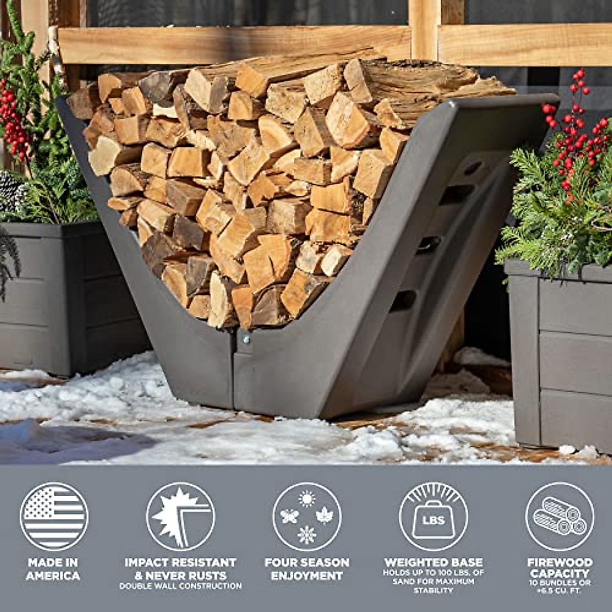 Step2 Longhorn Firewood Rack – Firewood Nest – Log Holder for Outdoor or Indoor Use – Ideal and Elegant Wood Storage Solution for Fire Pits, Fireplaces, Wood Burning Stoves, and More – Easy Assembly