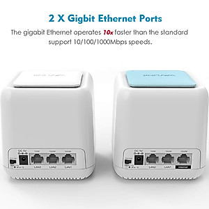 Mesh WiFi Router,Dual Band AC1200 Whole Home Mesh WiFi System with Touchlink Function, Router & Extender Replacement Covers up to 4,500 sq. ft, 2-Pack Includes 1 WiFi Router & 1 WiFi Extenders