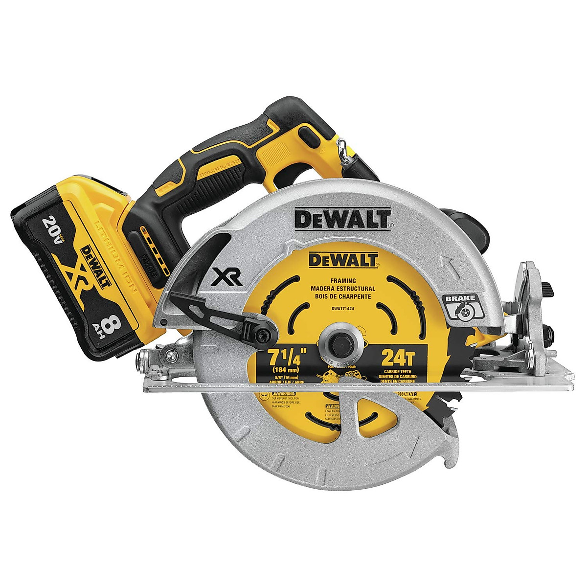 DEWALT 20V MAX* XR Circular Saw, 7-1/4-Inch, Brushless, Power Detect Tool Technology (DCS574W1)
