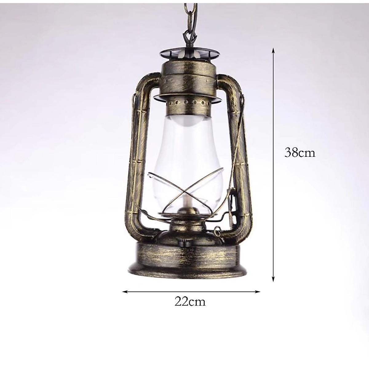 Retro Lanterne Pendant Lighting Metal Glass Shade Kerosene Ceiling Light Pendant Lamp,Bronze Finish