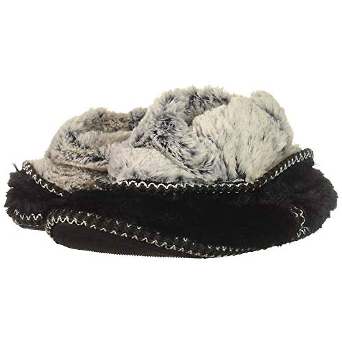 Dearfoams womens Beth Furry Foldover Boot Slipper, Black, Medium US