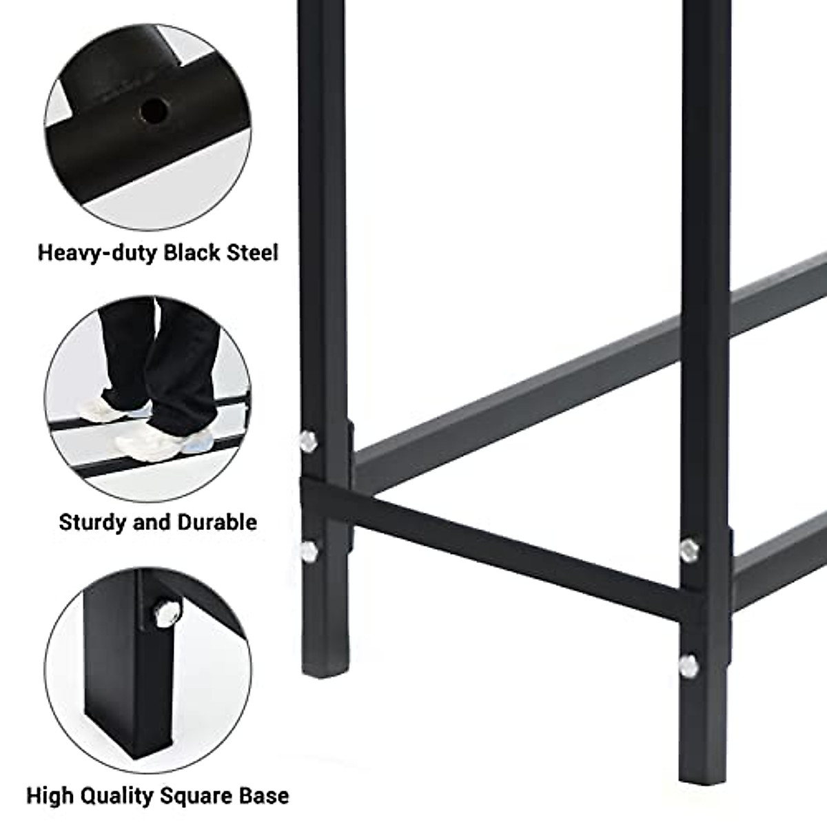 QualStorage 8Ft Firewood Rack Outdoor with Cover Heavy Duty Steel Tubular Wood Log Holder Wood Storage Stacker with Cover Combo Set(Square Base)