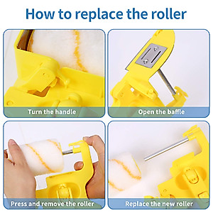 Paint Edger Roller Brush,Multifunctional Hand-held Clean-Cut Paint Edger Roller Brush Portable Tool Kit, Rexroth Pole Mountable Paint Edger with Roller and Brush for Home Room Wall Ceiling Painting