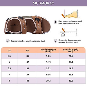 MGGMOKAY Women's Hiking Sandals Open Toe Outdoor Sports Sandals Casual Beach Sandals,Brown,8