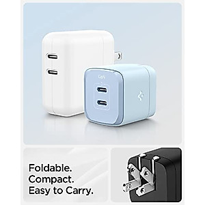 Spigen GaN III 352 35W 2 Ports Compact Foldable Dual USB C Wall Charger PD PPS Fast Charging Block Adapter for iPhone 15 Plus Pro Max 14 13 12 Mini iPad Air AirPods Galaxy S24 S23 S22 S21 Pixel 8 Fold