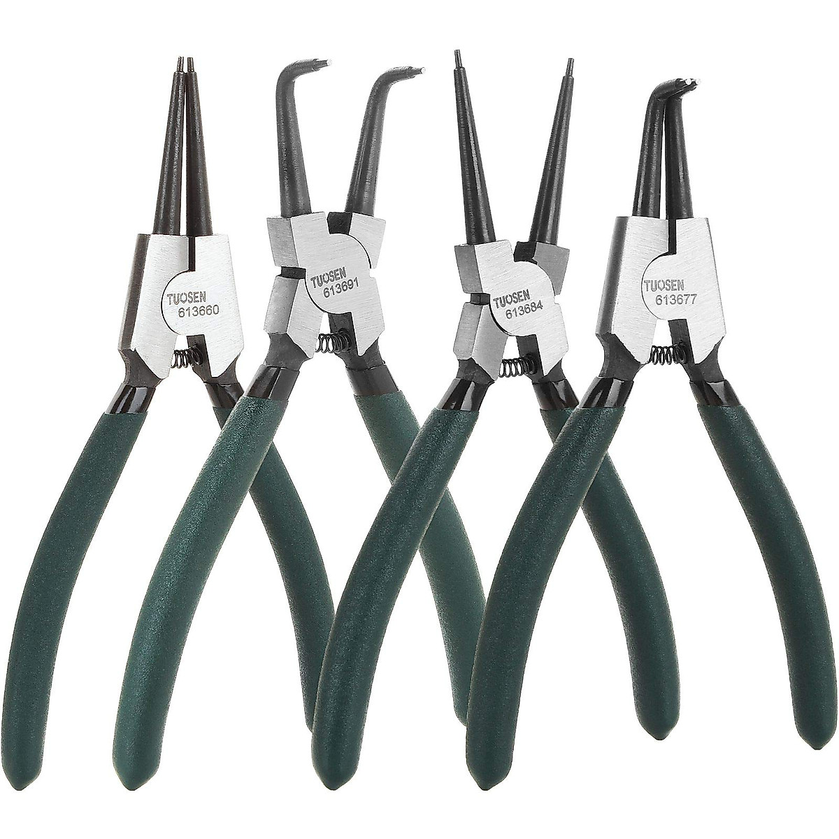4 Piece 7 Inch Internal/External Snap Ring Pliers Set Heavy Duty Circlip Pliers Kit Straight/Bent Jaw Pliers for Ring Remover Retaining and Remove Hoses