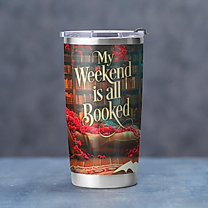 Bad Bananas Gifts for Book Lovers - 20oz Stainless Steel Tumbler - My Weekend is All Booked - Petals - Bookish Gifts for Women